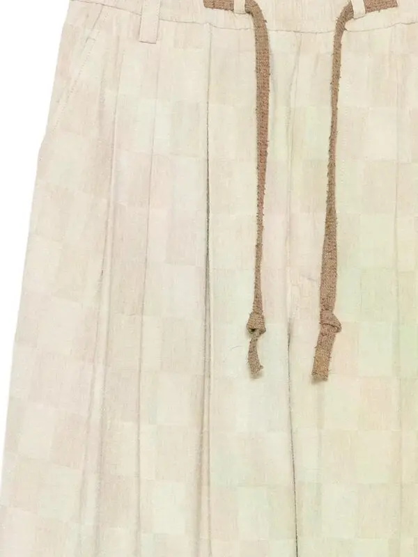 ZIGGY CHEN Checkered Drawstring Trousers - Neutrals