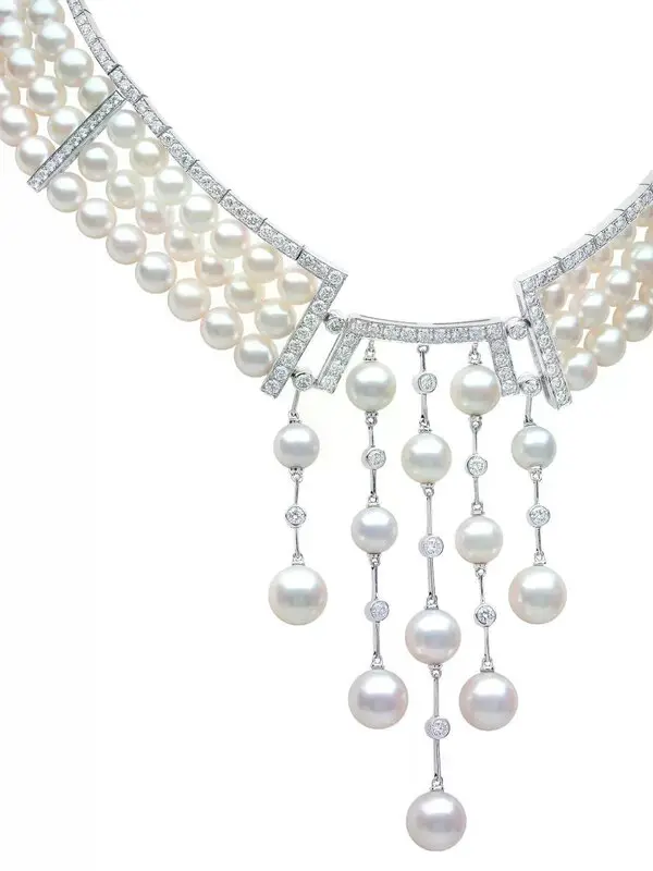 Yoko London 18kt White Gold Raindrop Akoya Pearl And Diamond Necklace - Silver