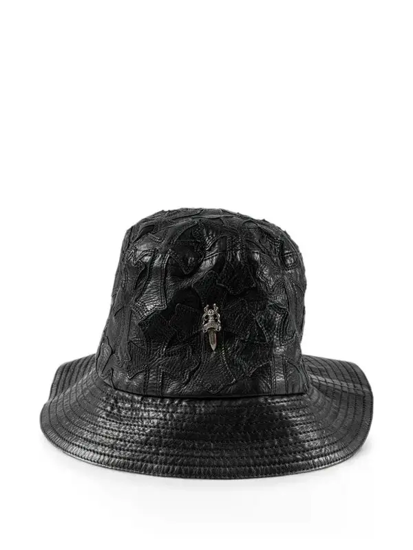 Chrome Hearts Leather Cross Patch Bucket Hat - Black