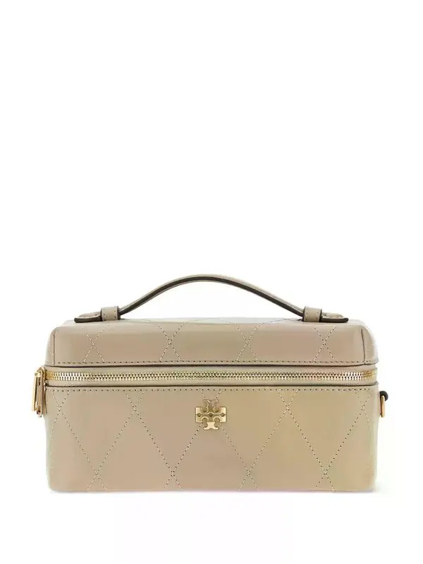 Tory Burch Charlie Quilted Leather Beauty Case - Neutrals