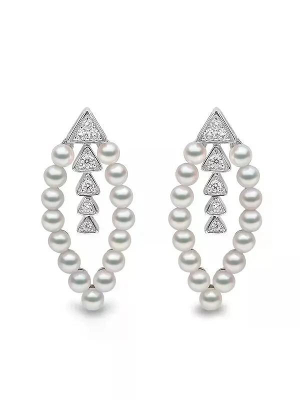 Yoko London 18kt White Gold Akoya Pearl And Diamond Drop Earrings - Silver