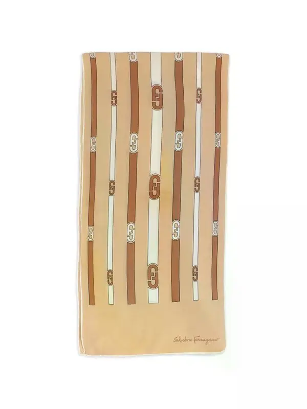 FERRAGAMO Gancini Stripe Scarf - Neutrals