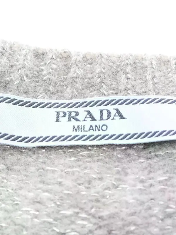 Prada Knit Logo Detail Crew Neck Sweater