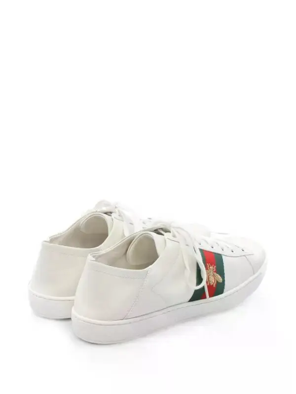 Gucci Bee Web Stripe Leather Sneakers