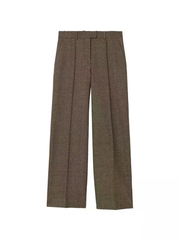 Burberry Prince Of Wales Check Wool-linen Blend Tailored Trousers