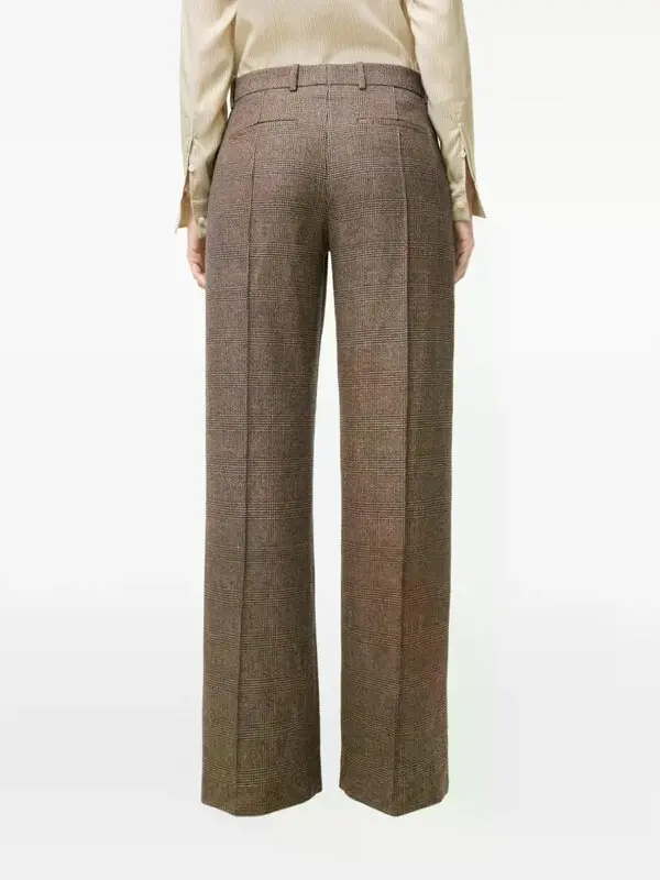 Burberry Prince Of Wales Check Wool-linen Blend Tailored Trousers