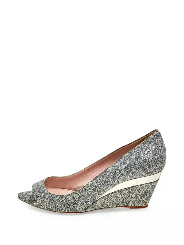 Miu Miu Peep-toe Wedge Pumps - Grey