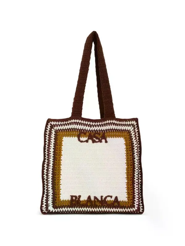 Casablanca Crochet Knit Tote Bag - Brown