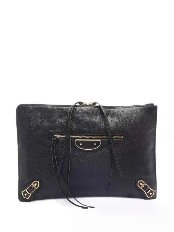 Balenciaga Classic Metallic Edge Clutch Bag - Black
