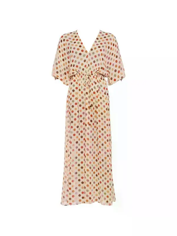 ERES Polka-dot Drawstring Midi Dress - Multicolour