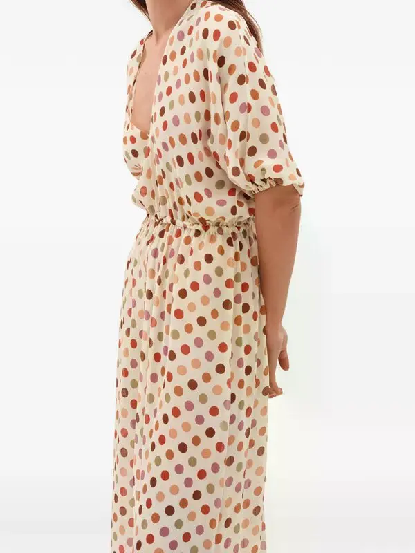 ERES Polka-dot Drawstring Midi Dress - Multicolour