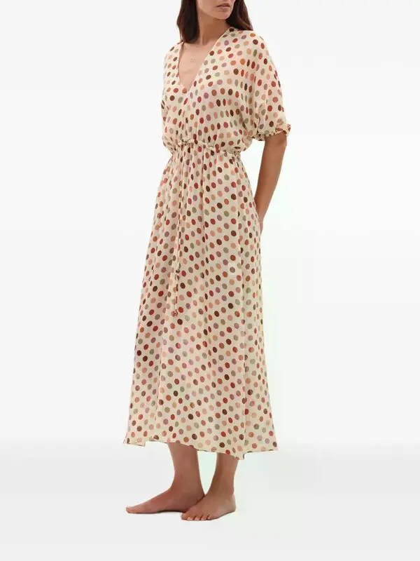 ERES Polka-dot Drawstring Midi Dress - Neutrals