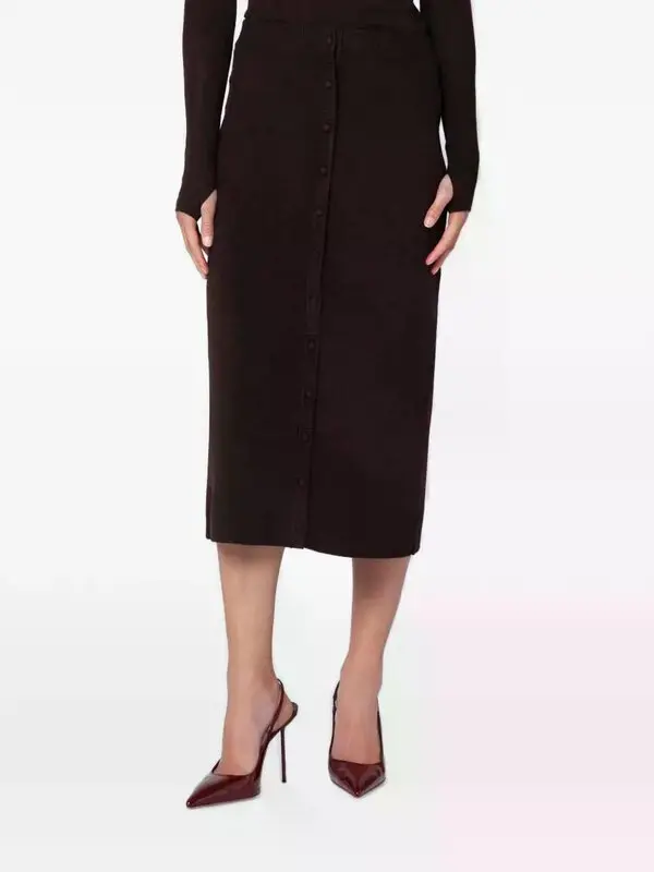 Victoria Beckham Button-up Knitted Midi Skirt - Brown