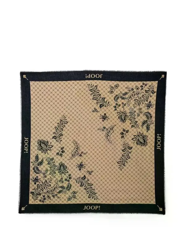JOOP! Adalia Floral-print Fringed Scarf - Neutrals