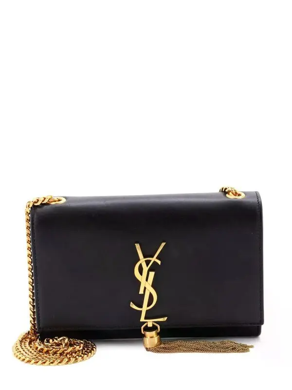 Saint Laurent Monogram Tassel Leather Crossbody Bag - Black