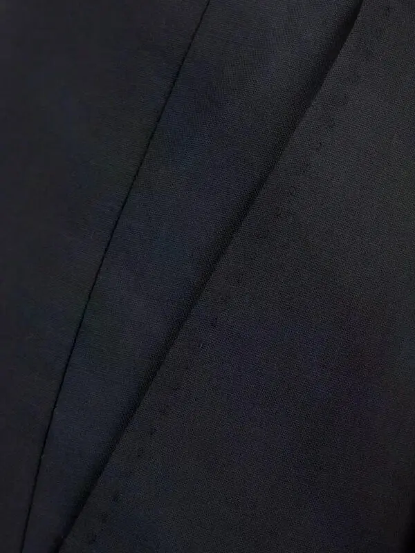 Max Mara Navy Virgin Wool Pleated Wide-leg Trousers