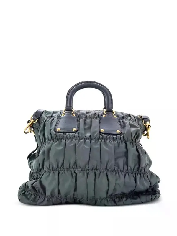Prada Gaufre Convertible Leather And Tessuto Large Tote Bag