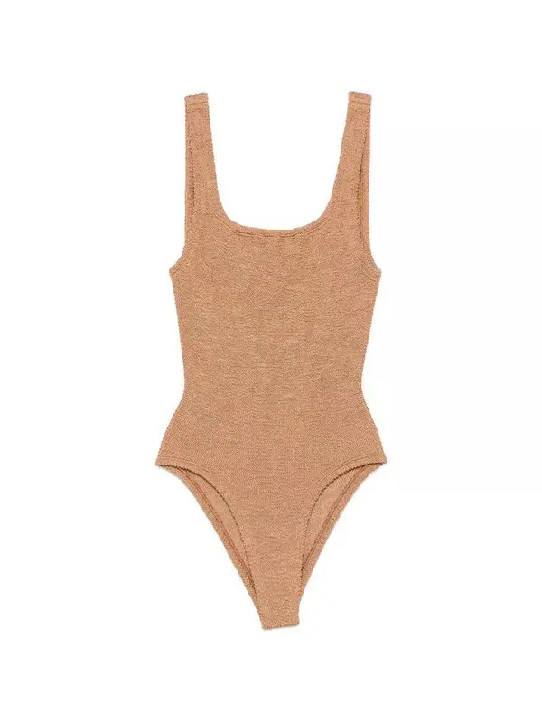 Hunza G Coverageb Crinkle-effect Swimsuit - Brown