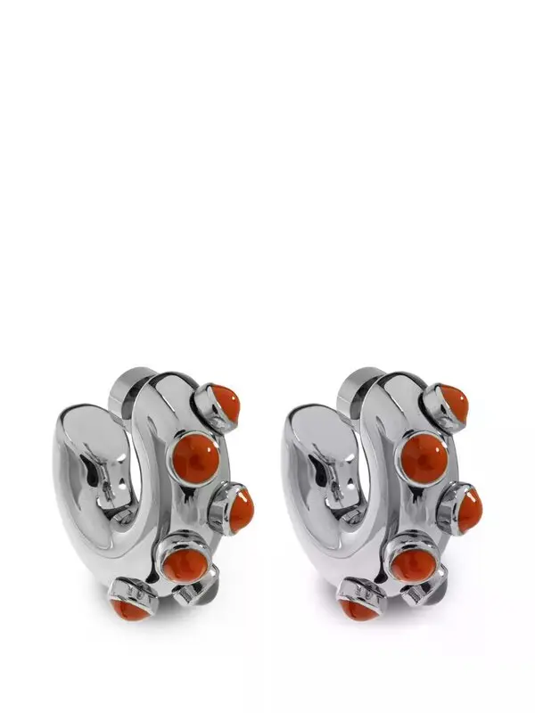 Marni Bead-embellished Hoop Earrings - Silver