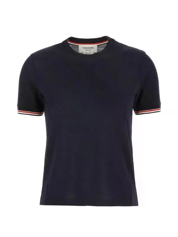 Thom Browne Fine-knit Rwb Stripe T-shirt - Blue
