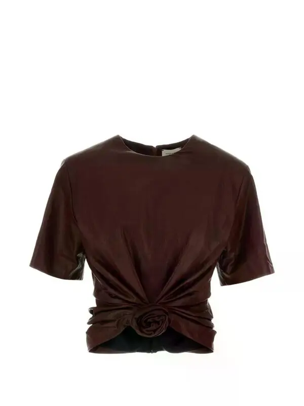 Magda Butrym Leather Rosette Blouse - Brown