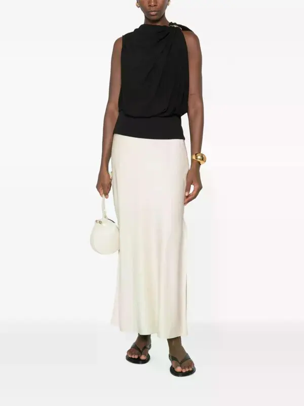 Brunello Cucinelli Satin Finish Side Slit Skirt - Neutrals
