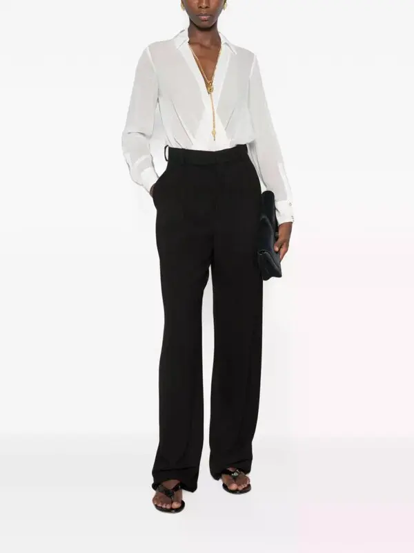 Elisabetta Franchi Sheer Chain-detail Wrap-front Bodysuit - White