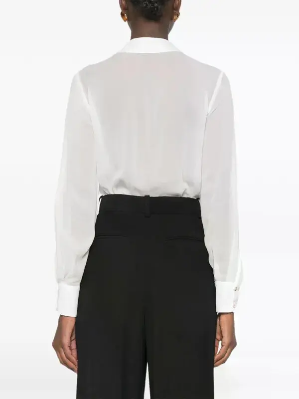 Elisabetta Franchi Sheer Chain-detail Wrap-front Bodysuit - White