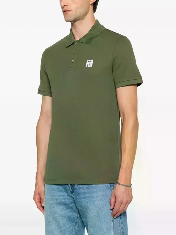 Balmain Logo-patch Polo Shirt - Green