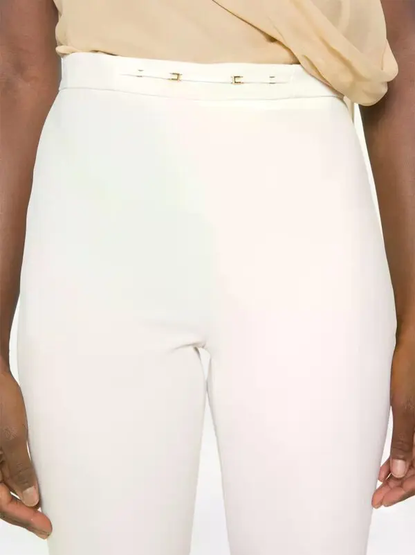 Elisabetta Franchi Cropped Trousers With Logo Plaque