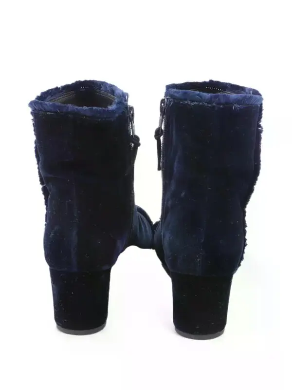 STUART WEITZMAN Velvet Ankle Boots With Raw-edge Trim