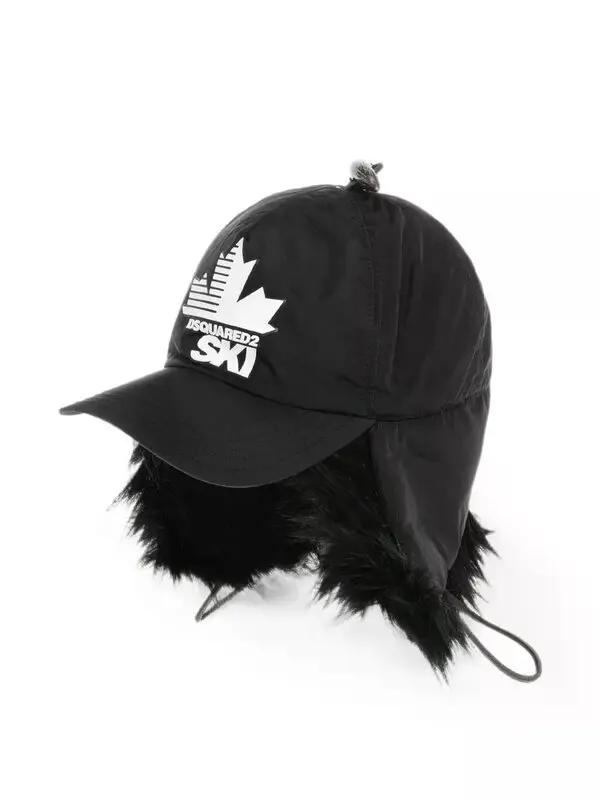 Dsquared2 Faux-fur Trim Ski Baseball Cap - Black