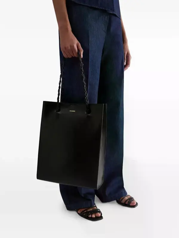 JIL SANDER Leather Tangle Tote Bag - Black