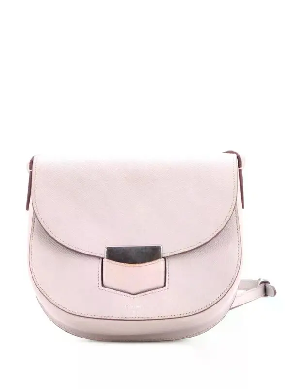 Celine Trotteur Grainy Leather Small Crossbody Bag - Grey