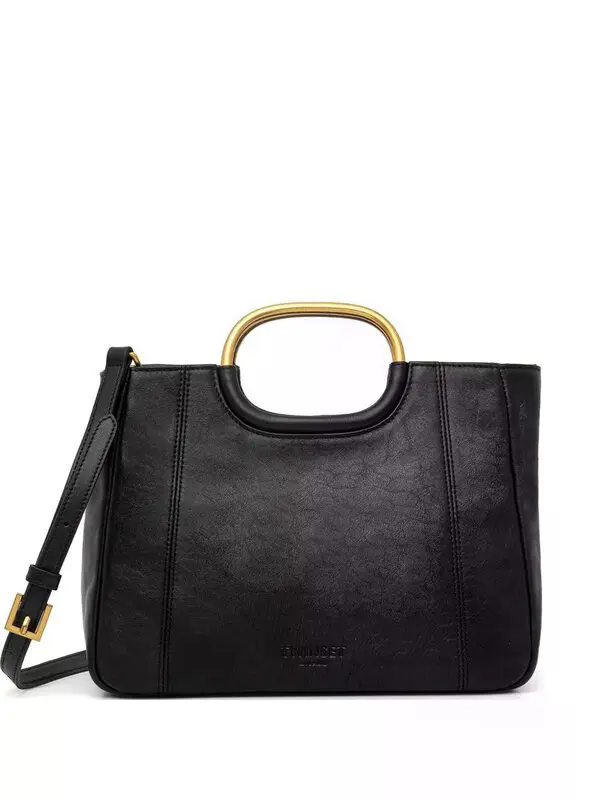 TWINSET Metal-handle Leather Tote Bag - Black