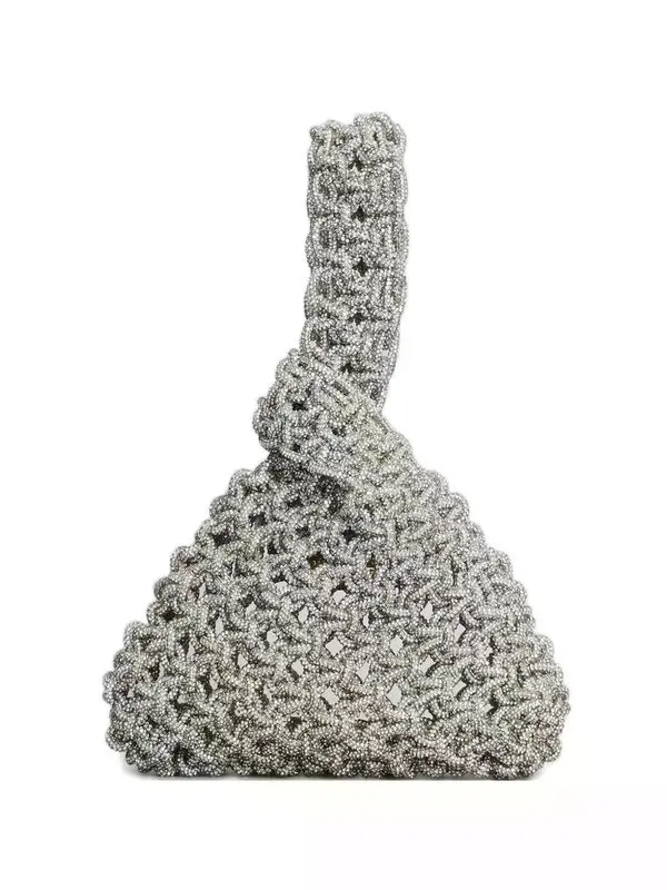 HIBOURAMA Crystal Embellished Clutch Bag - Silver