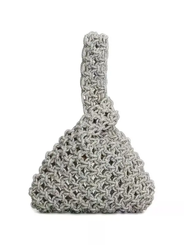 HIBOURAMA Crystal Embellished Clutch Bag - Silver