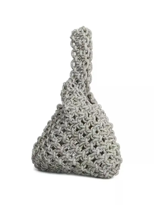HIBOURAMA Crystal Embellished Clutch Bag - Silver