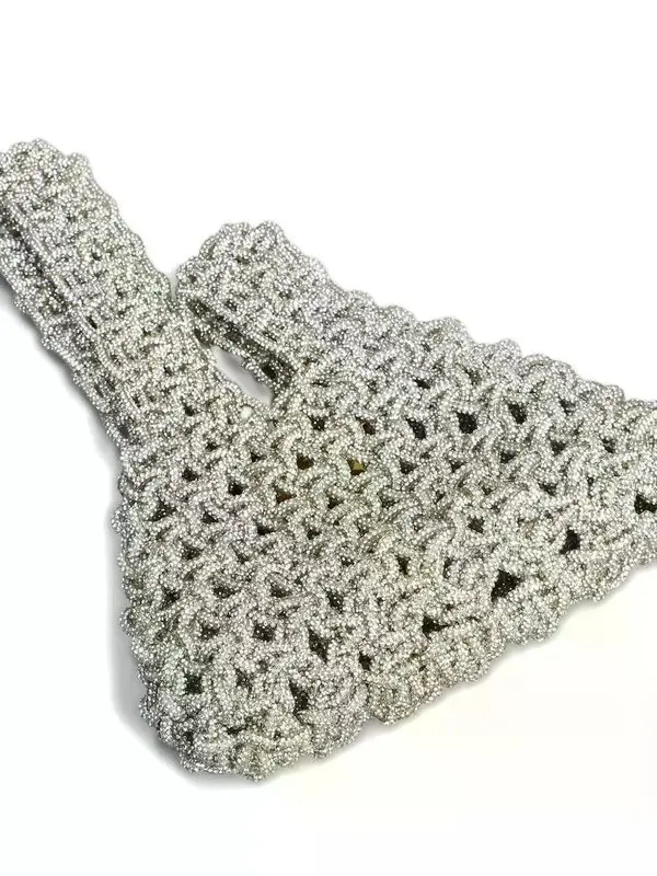 HIBOURAMA Crystal Embellished Clutch Bag - Silver