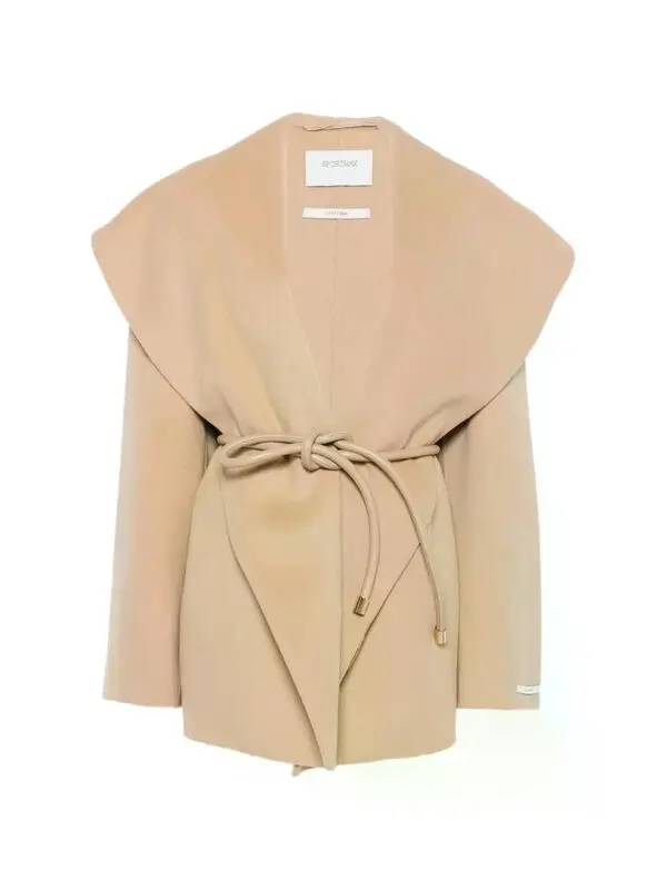 Sportmax Belted Shawl-collar Wool Coat - Neutrals