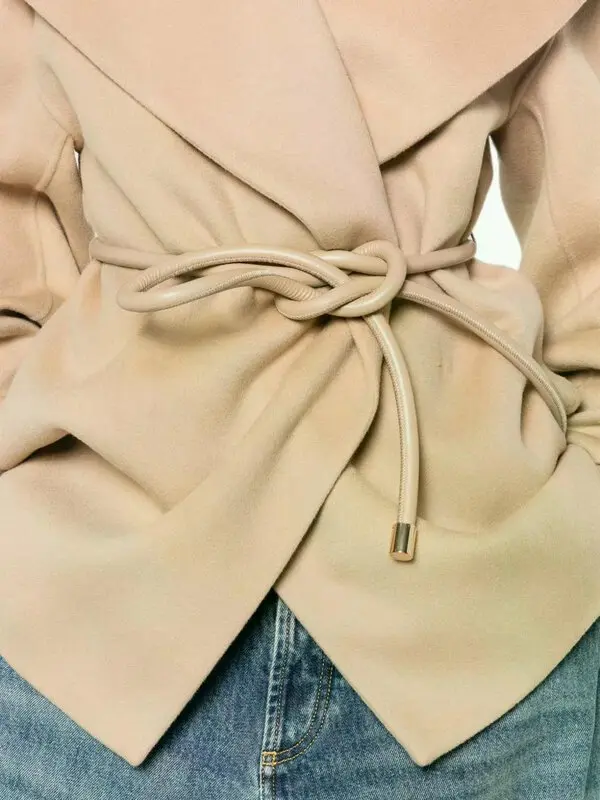 Sportmax Belted Shawl-collar Wool Coat - Neutrals