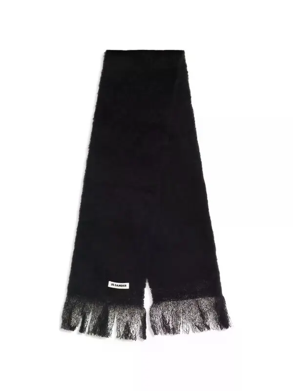 JIL SANDER Fringed Blend Scarf - Black