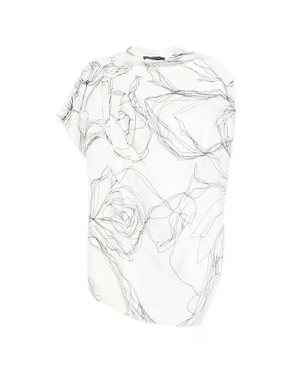 Fabiana Filippi Floral-print Draped Top - Blue