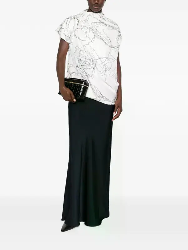 Fabiana Filippi Floral-print Draped Top - Blue