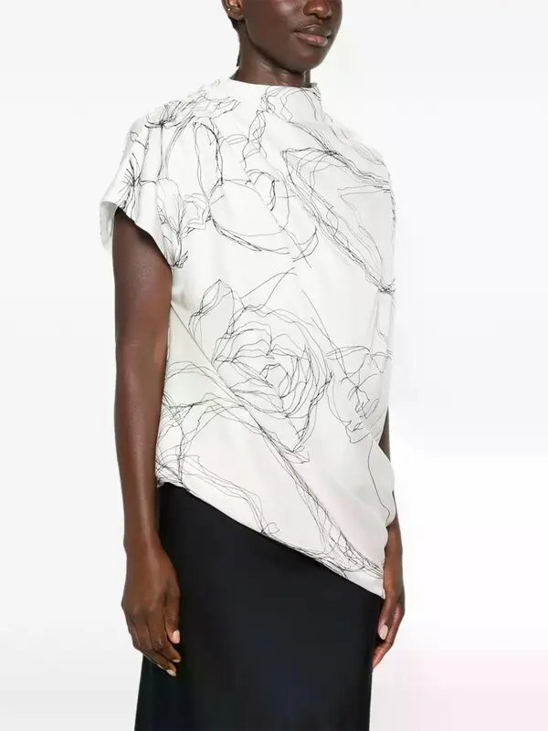 Fabiana Filippi Floral-print Draped Top - Blue