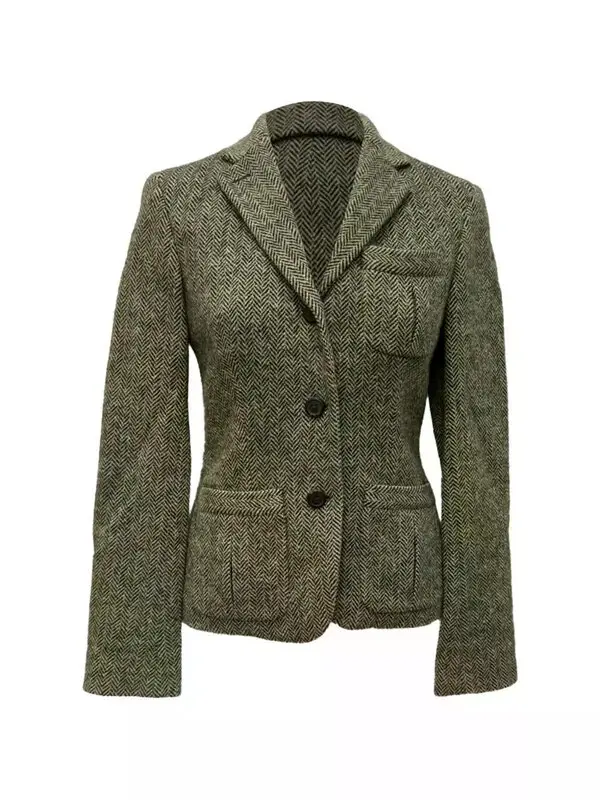 Ralph Lauren Herringbone Single-breasted Wool Blazer - Grey