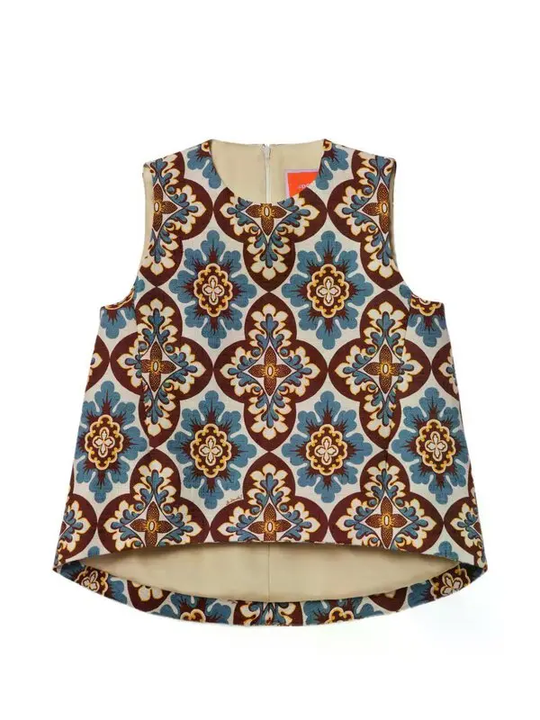 La DoubleJ La Scala' Printed Rustic Cotton Top - Neutrals