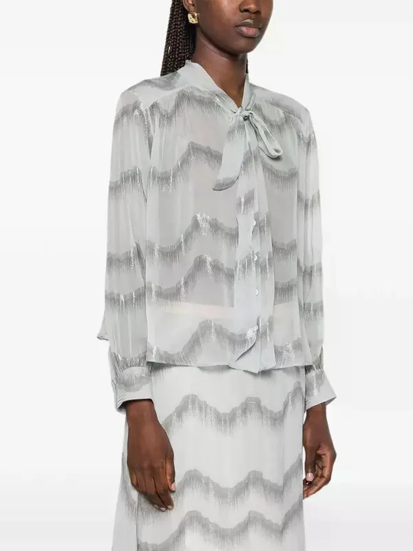 FORTE_FORTE Chevron Pussy-bow Shirt