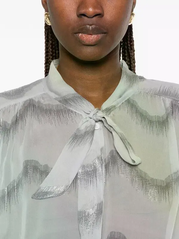 FORTE_FORTE Chevron Pussy-bow Shirt