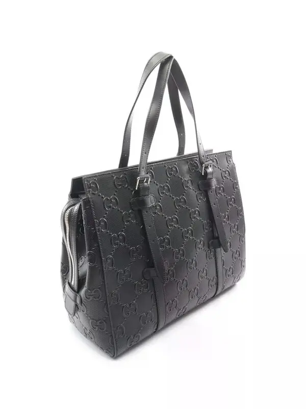 Gucci Gg Embossed Leather Tote Bag - Black